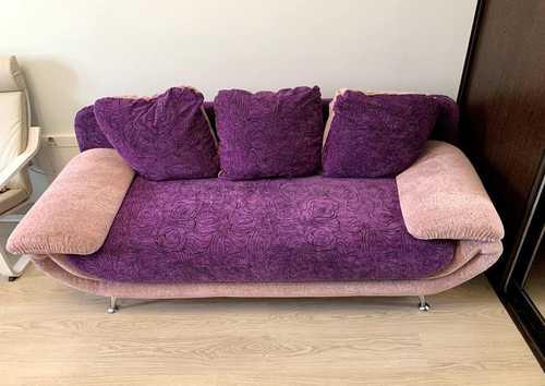 Диван-кровать трехместный Еврокнижка фиолетовый