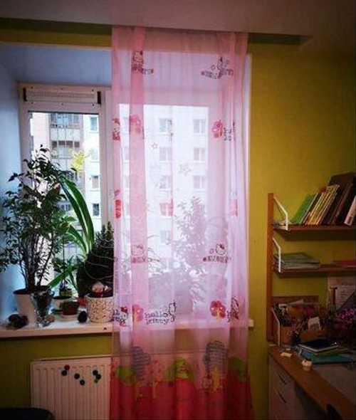 Шторы Вуаль для девочек Hello Kitty 2шт. подшитые