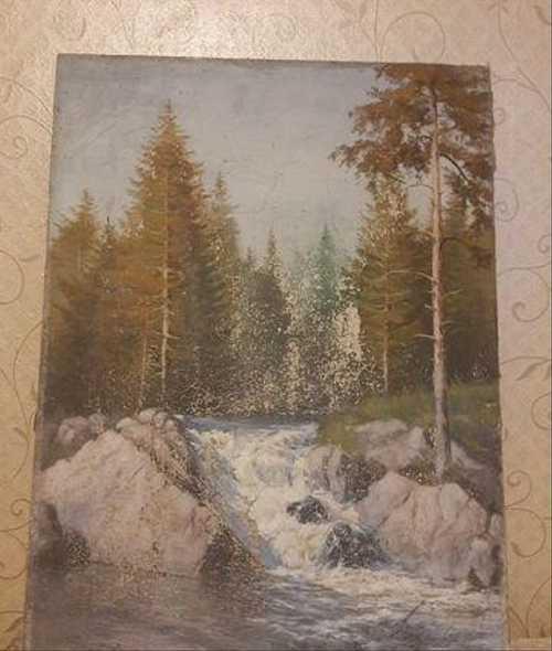 Картина «Водопад в лесу» Масло холст