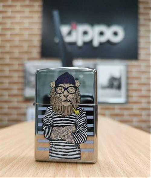 Зажигалка Zippo High Polish Chrome 250 lion