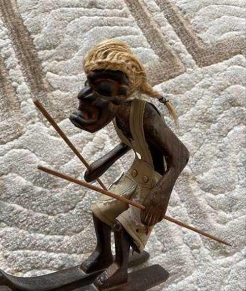 Деревянная статуэтка фигурка лыжник