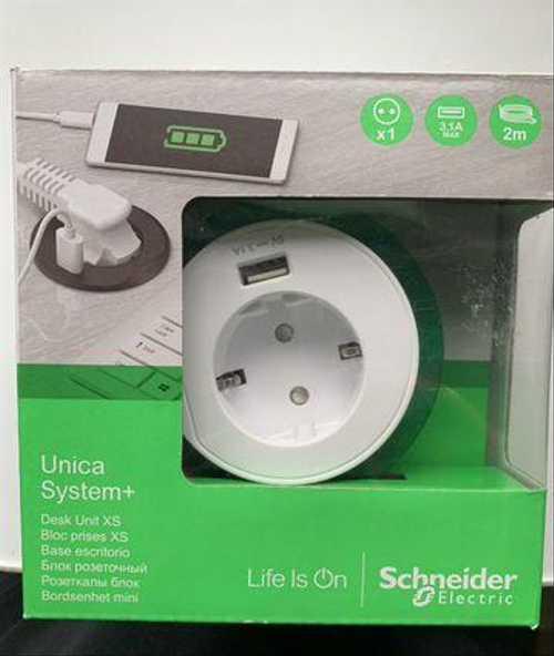 Блок розетка (удлинитель) Schneider USB A 2 м