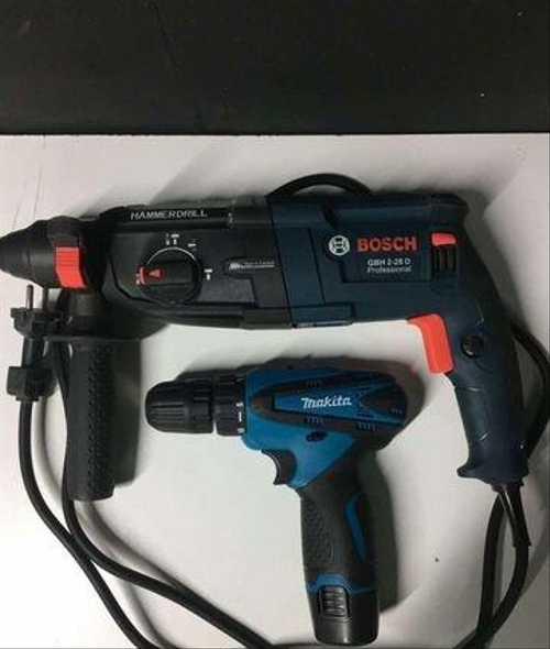 Перфоратор bosch 2-26+ Makita 12v с набором бит