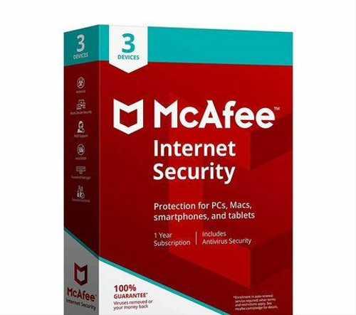 McAfee Internet Security 3 устройства 1 год