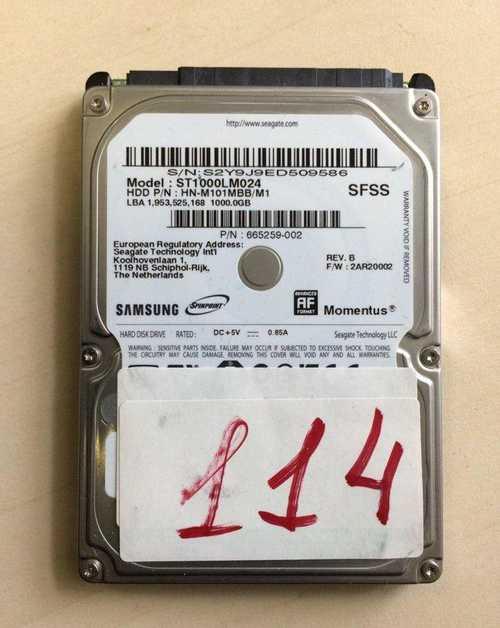 HDD для ноутбука 2.5" 1Tb SAMSUNG ST1000LM024