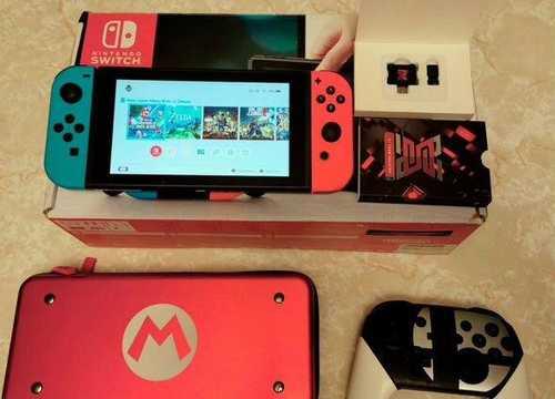 Прошитый Nintendo Switch +256Гб +геймпад +чехол