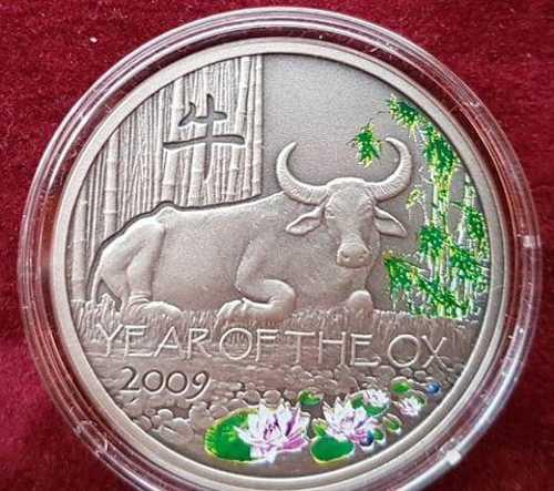 Монета 1 доллар 2009, Ниуэ, год Быка, серебро