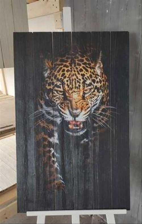 Картина на досках гепард лев тигр