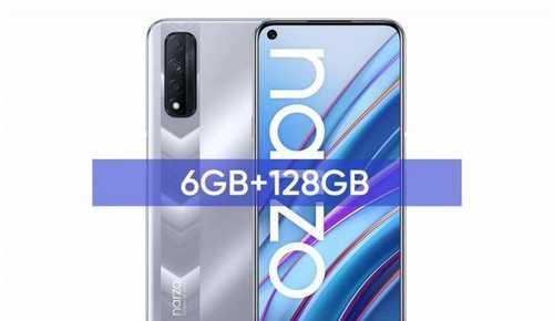 Realme narzo 30 6/128Gb NFC серебряный, новый