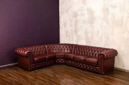 Винтажный кожаный диван "Chesterfield"