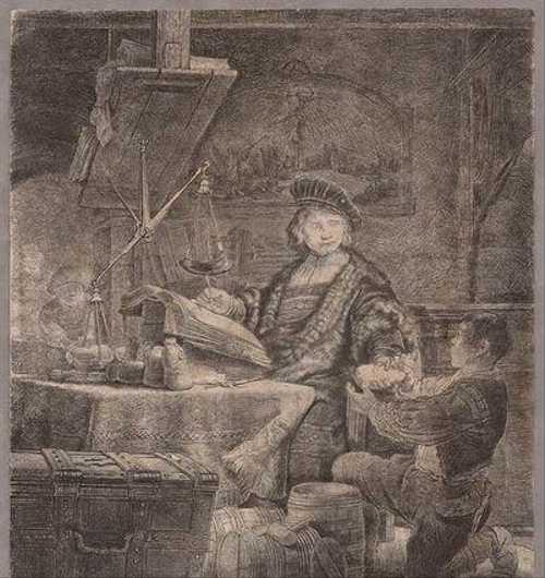 Рембрандт ван Рейн. Взвешиватель золота. Оригинал