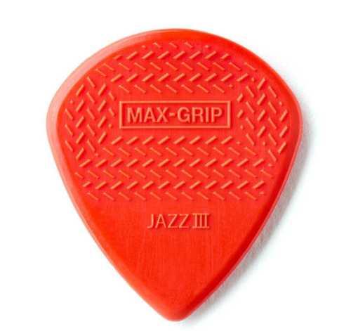 Медиатор Dunlop Nylon Jazz III Max Grip, красный