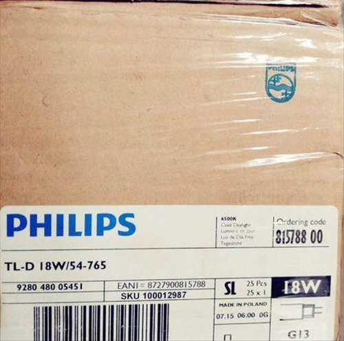 Люминесцентные лампы philips Tl-d 18w/54-765