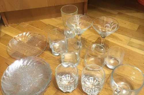 Стекляная посуда стаканы для виски бокалы тарелки