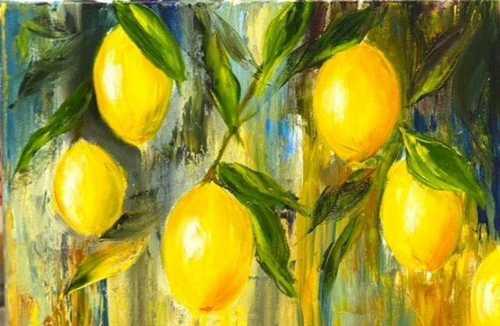 Картина маслом " Лимоны" от ребенка
