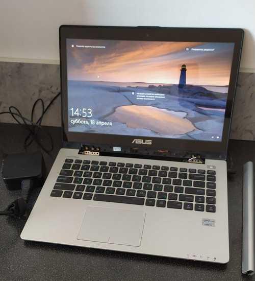 Ноутбук asus S400C в рабочем состоянии