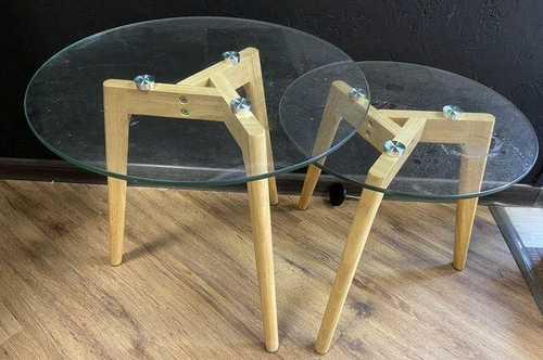 Журнальные столики со стеклянной столешницей из ротанга