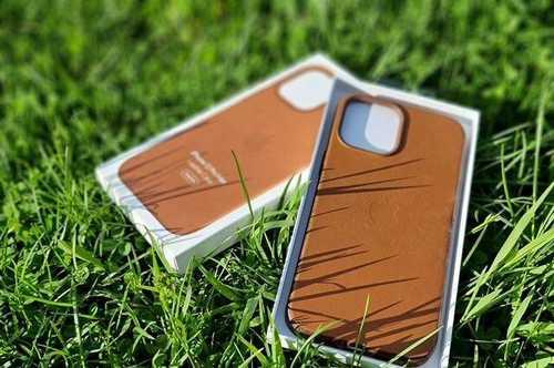 Чехол кожаный Apple iPhone 12 pro max (коричневый)