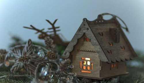 Рождественский, новогодний домик с подсветкой