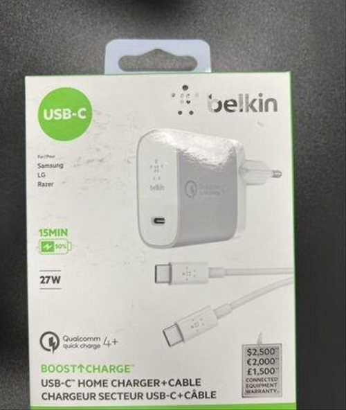 Сетевое зарядное устройство Belkin USB-C + кабель
