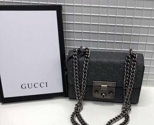 Черная Gucci Сумка Клатч Titan Padlock Гучи Logo S