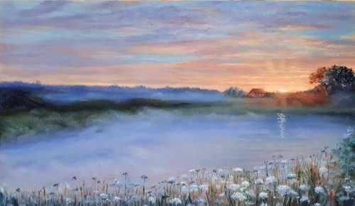 Картина маслом на холсте Туманное утро