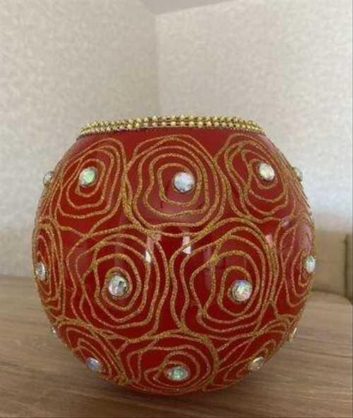 Ваза стеклянная красная шар диаметр 20 см