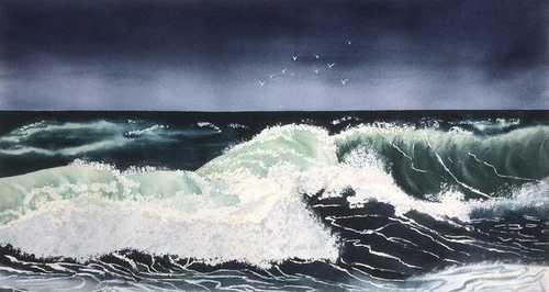 Картина акварель «Волна»