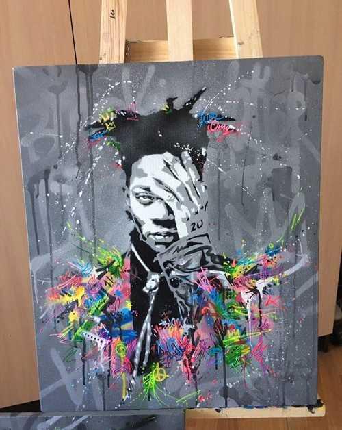 2Картины Jean-Michel Basquiat 50/60 холст/неоновый