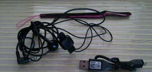 Гарнитура Nokia WH-102+Кабель Usb-microUSB