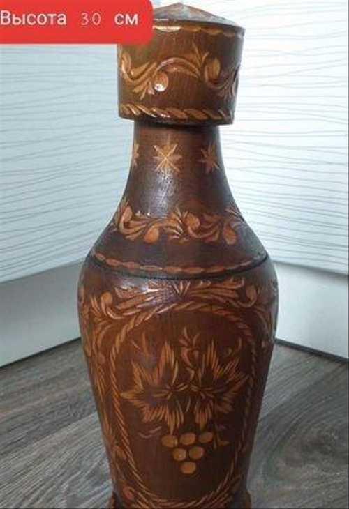 Декоративная бутылка из дерева