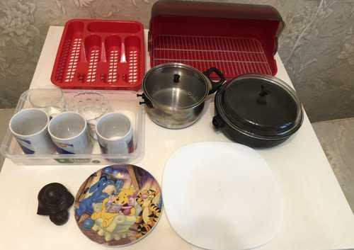 Пакет посуды кастрюля,сковородка,тарелки,кружки