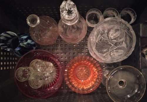 Советская посуда хрусталь цветное стекло фарфор