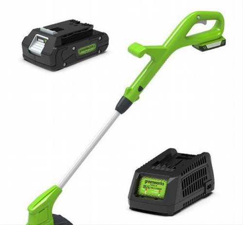 Триммер greenworks 24v. GREENWORKS g24lt30k2. Аккумулятор Гринворкс 24в. GREENWORKS g24lt30 (2101207) без АКБ И ЗУ. GREENWORKS g24lt30k2 (2101207ua) 1акк 24в 2ач + ЗУ.