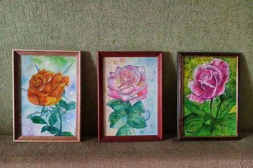 Картины с розами в рамках