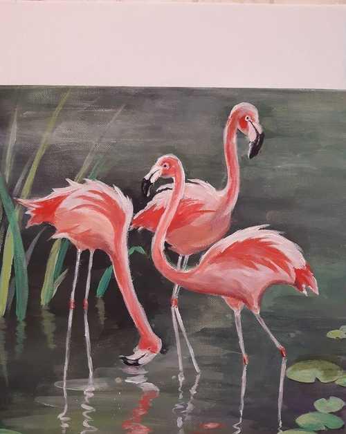 Картина "Розовые фламинго"
