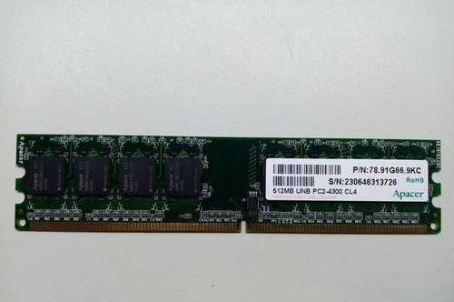 Ddr2 Apacer 512mb unb pc2-4300 cl4 на чипсетах Apa