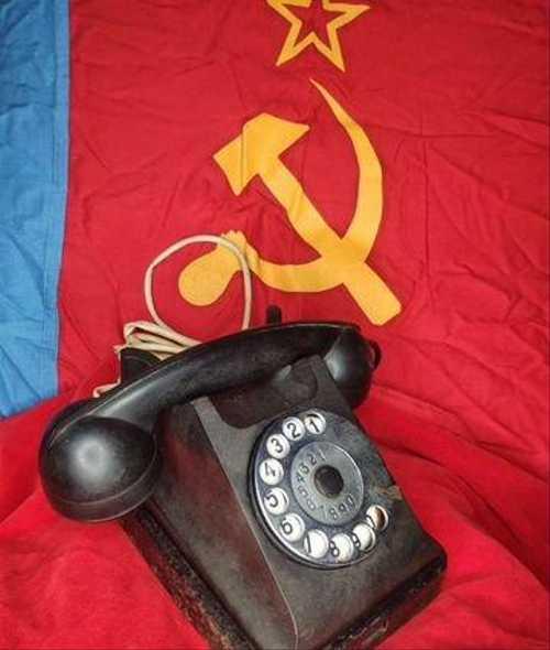 Старый телефон VEF Черный карболитовый 1940-х гг
