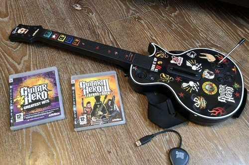 Беспроводная гитара Guitar Hero для PS3 + 2 диска