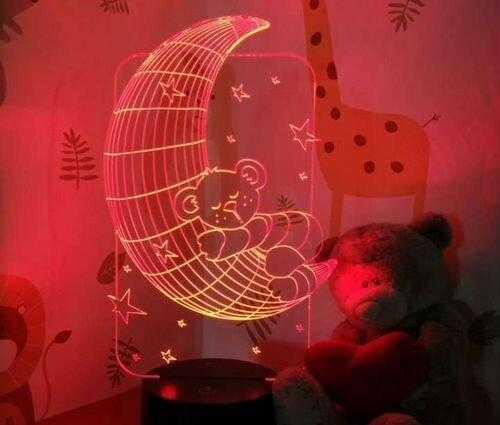 3D LED-ночник Мишка на луне