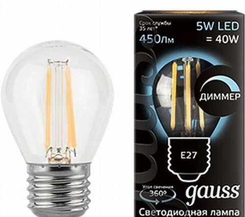 Светодиодная лампа Gauss Black Filament LED Globe E27 5W 4100K диммирумемая 105802205-D