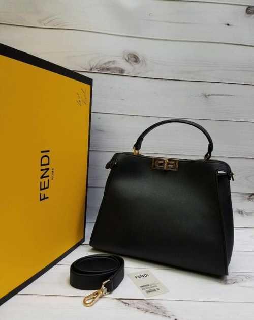 Бежевая Fendi Peekaboo Сумка Фенди Пикабу