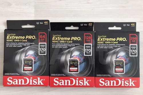 Карты памяти SanDisk Extreme Pro 64, 128, 256 gb