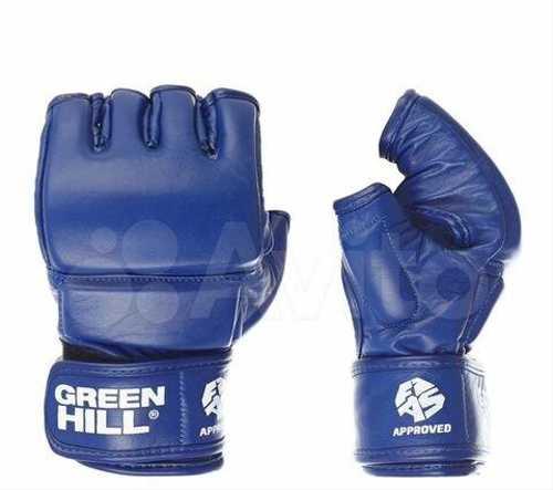 Перчатки для боевого самбо "green hill" арт. MMF-0026a-M-BL, р.M, одобр. fias, нат. кожа, синие