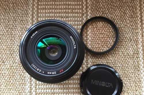 Minolta lens 28mm, 1/2,8. Автофокусный объектив