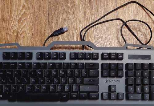 Проводная клавиатура Oklick, USB, серый + чёрный