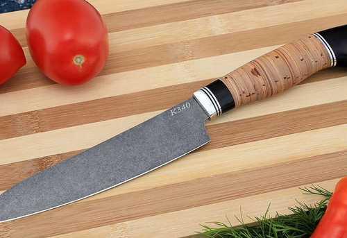 Кухонный нож Шеф № 3 К340 береста черный граб