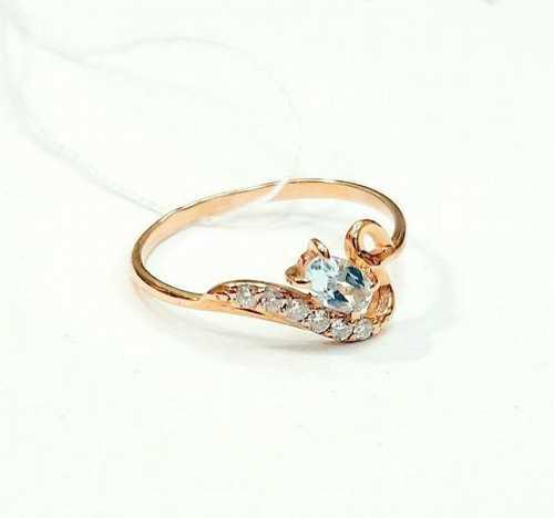 Золотое кольцо 585 с топазом и бриллиантами