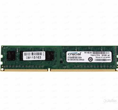 Оперативная память Crucial DDR3, 8 Гб, 1600, dimm