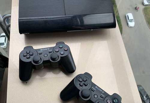 Sony PS3 500Gb черная 2 джойстика прошита 50 игр